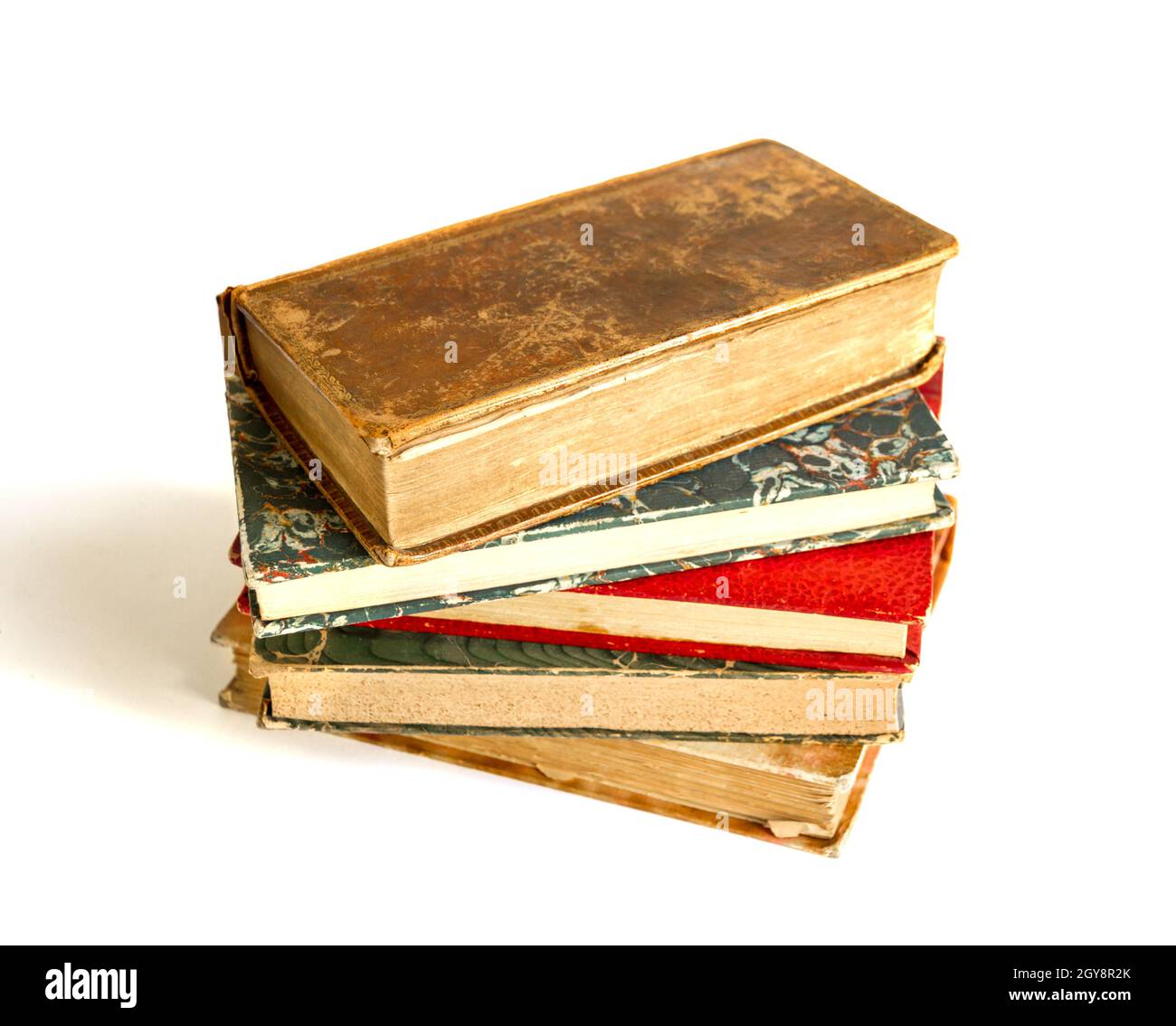 Stack of old books isolated on white background Stock Photo - Alamy