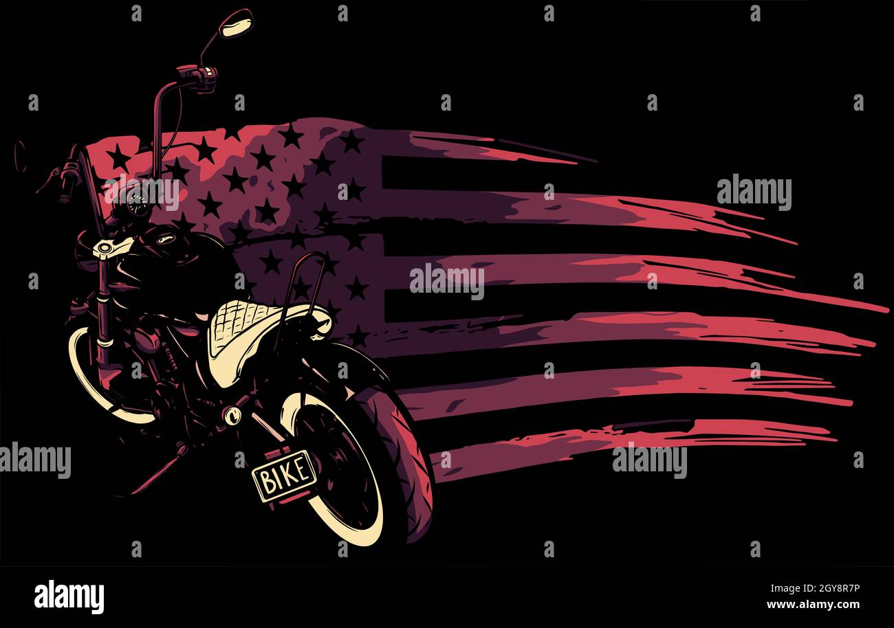 chopper motorcycle with american flag illustration Stock Photo - Alamy