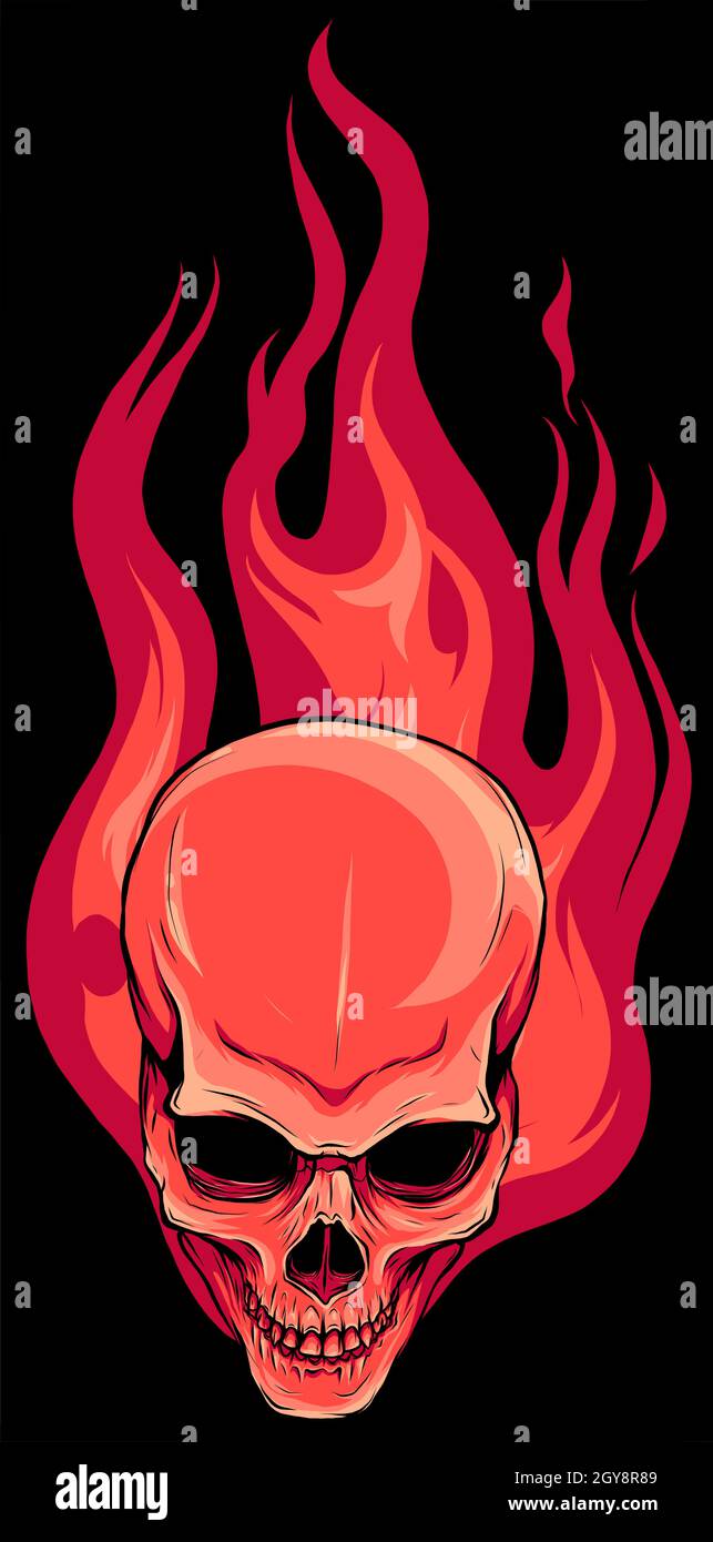Red Flaming Skull