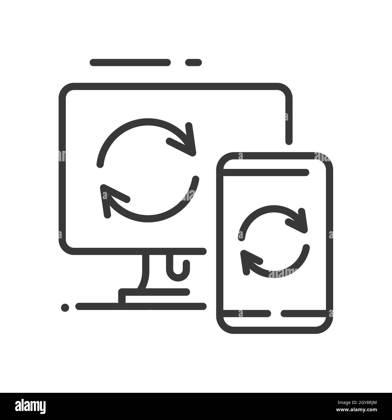 Data sync - vector line design single isolated icon on white background ...