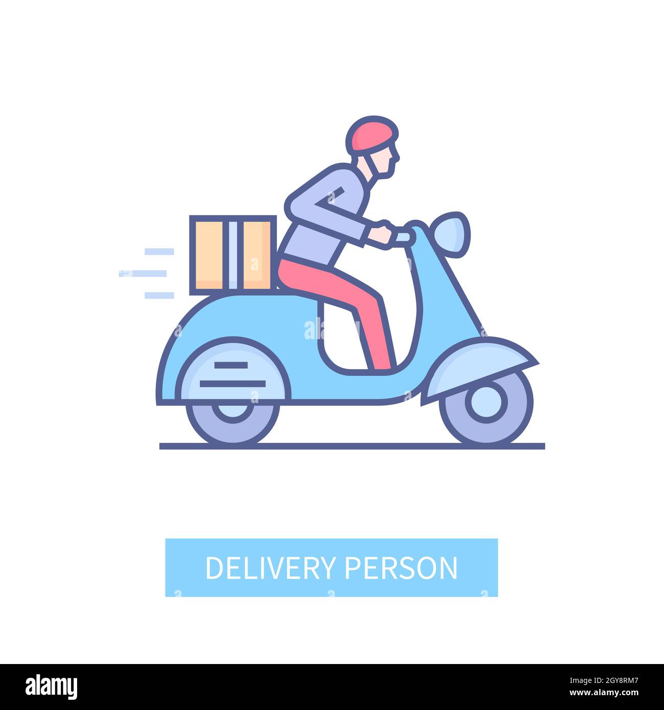Delivery person - modern line design style icon on white background ...