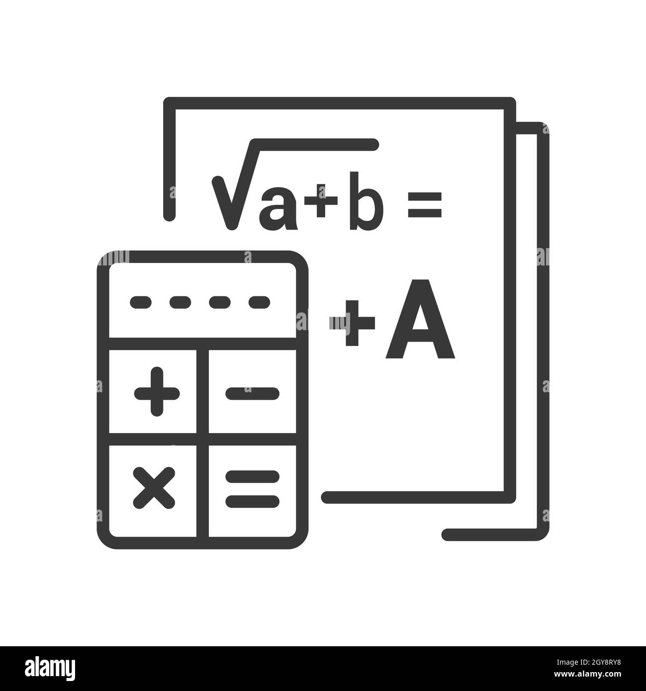 Mathematics - vector line design single isolated icon on white ...