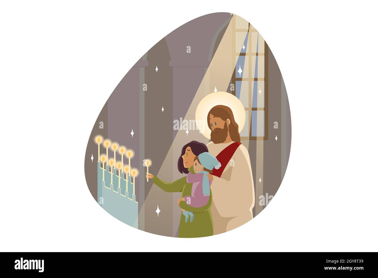 Candlemas, religion, character, bible concept. Jesus Christ son of god ...