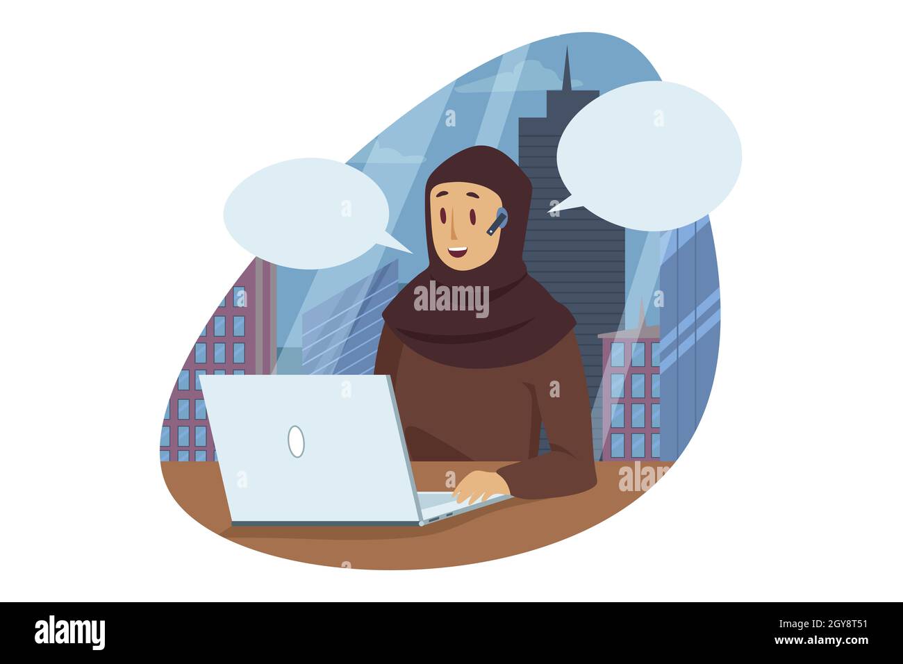 Business, work, communication concept. Smiling happy arabic ...