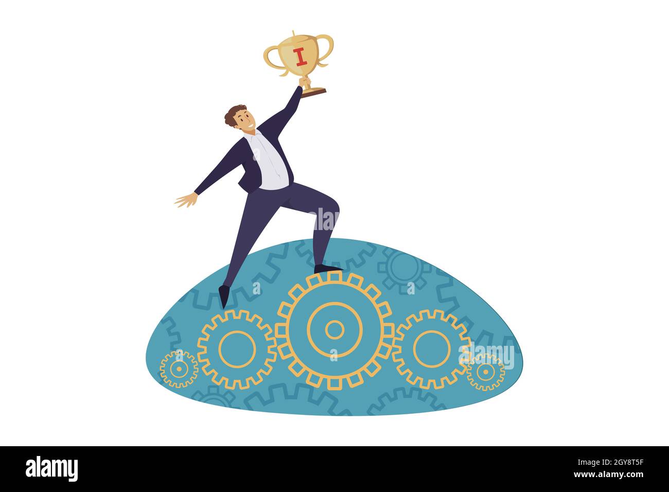 Leadership, win, success, development concept. Succesful goal ...