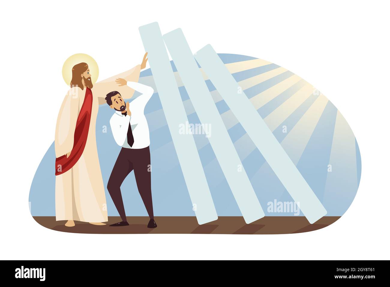 Fear, crisis, saving, religion, christianity, business concept. Jesus ...