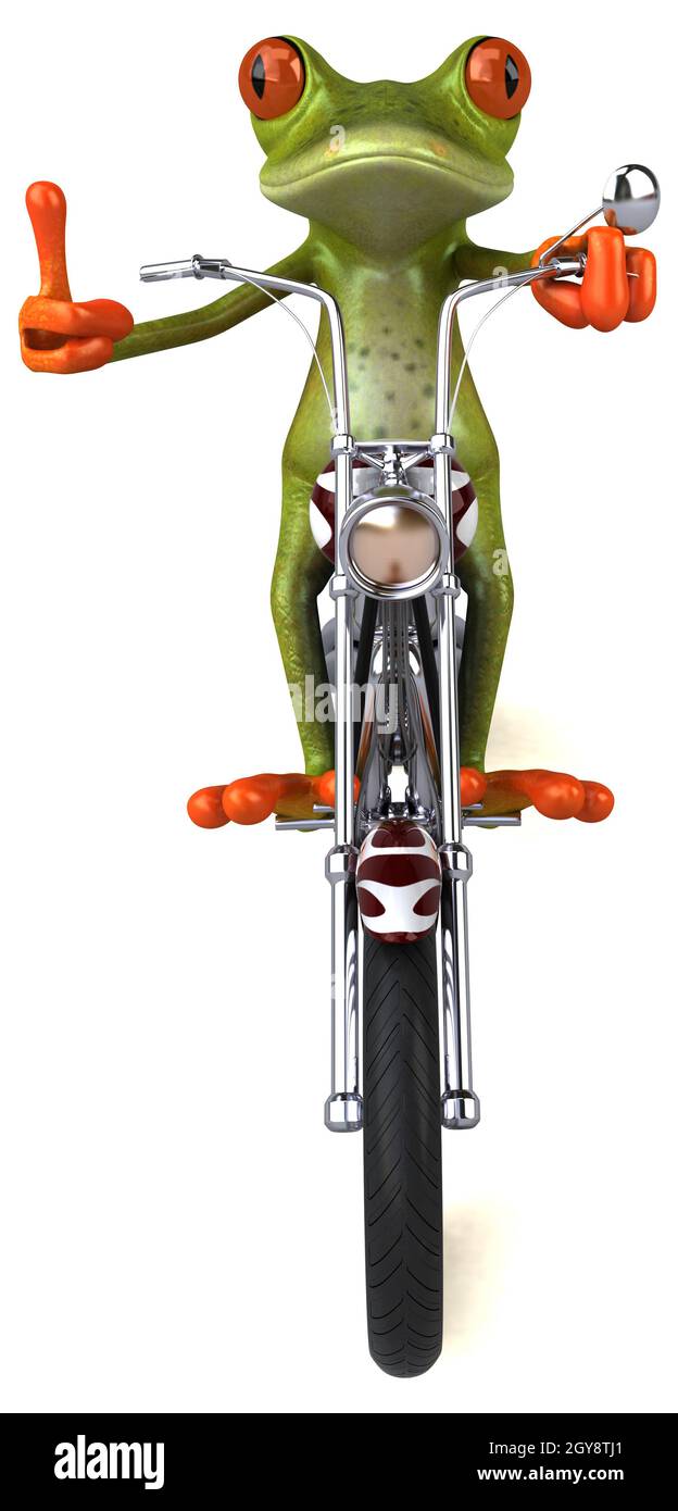 Fun frog on a motorcycle - 3D Illustration Stock Photo - Alamy