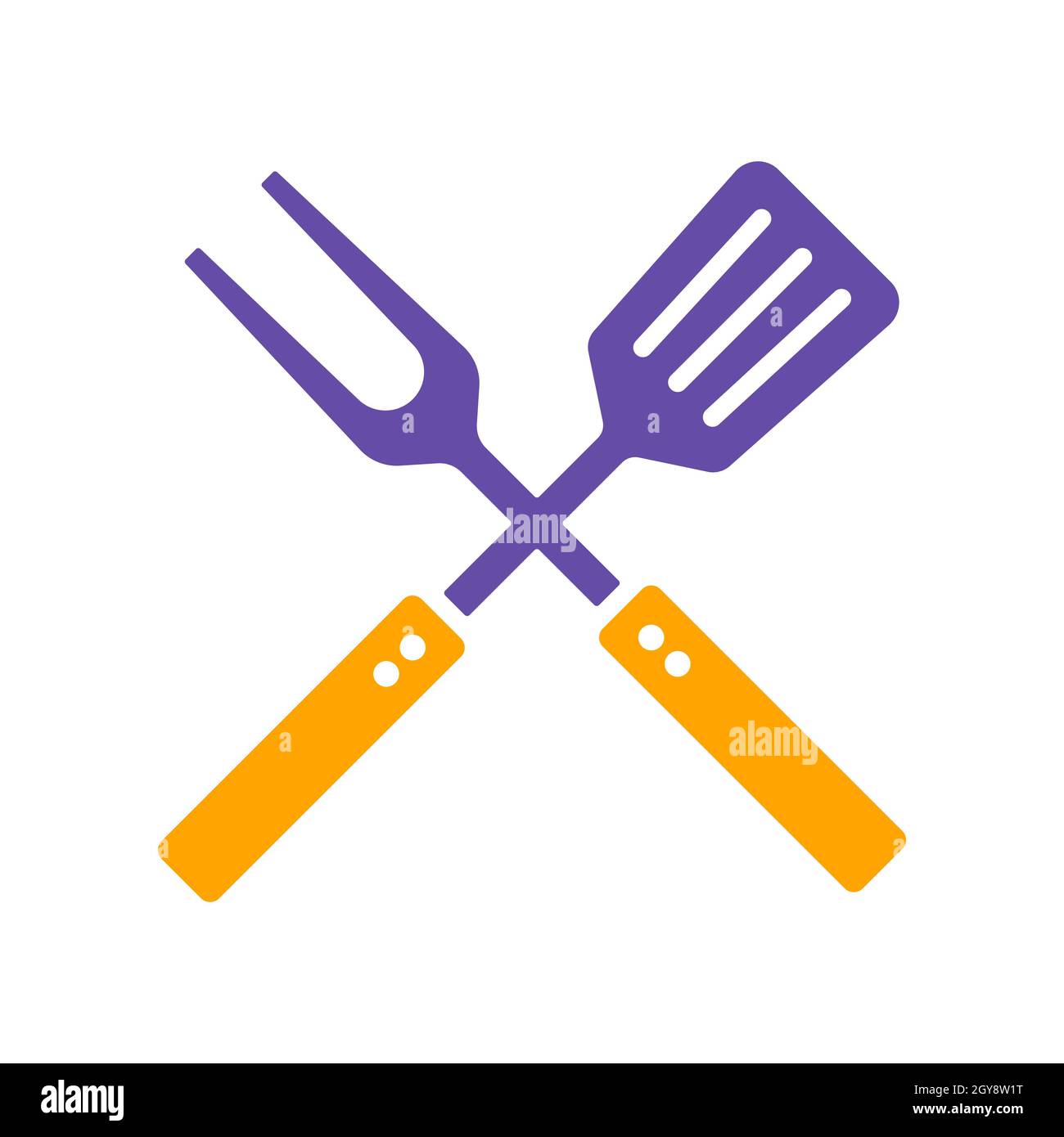 Big fork and spatula vector glyph icon. Kitchen appliance. Graph symbol ...