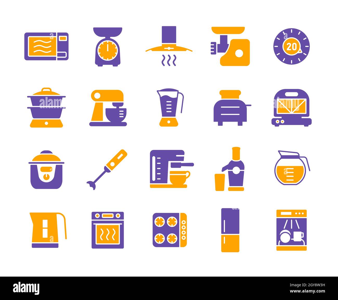 Kitchen appliances electronic electrical equipment tool vector icon ...