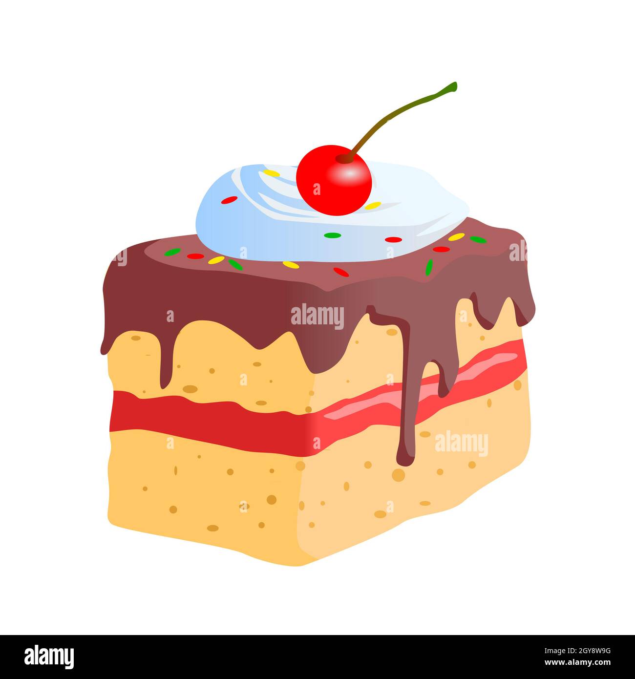 Realistic cake pastry on white background - Vector illustration Stock ...