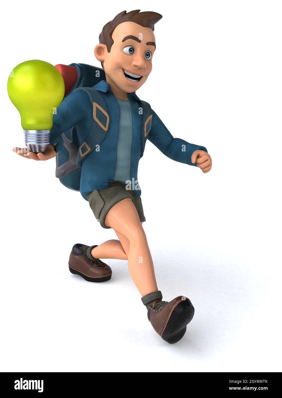 Fun illustration of a 3D cartoon backpacker Stock Photo - Alamy