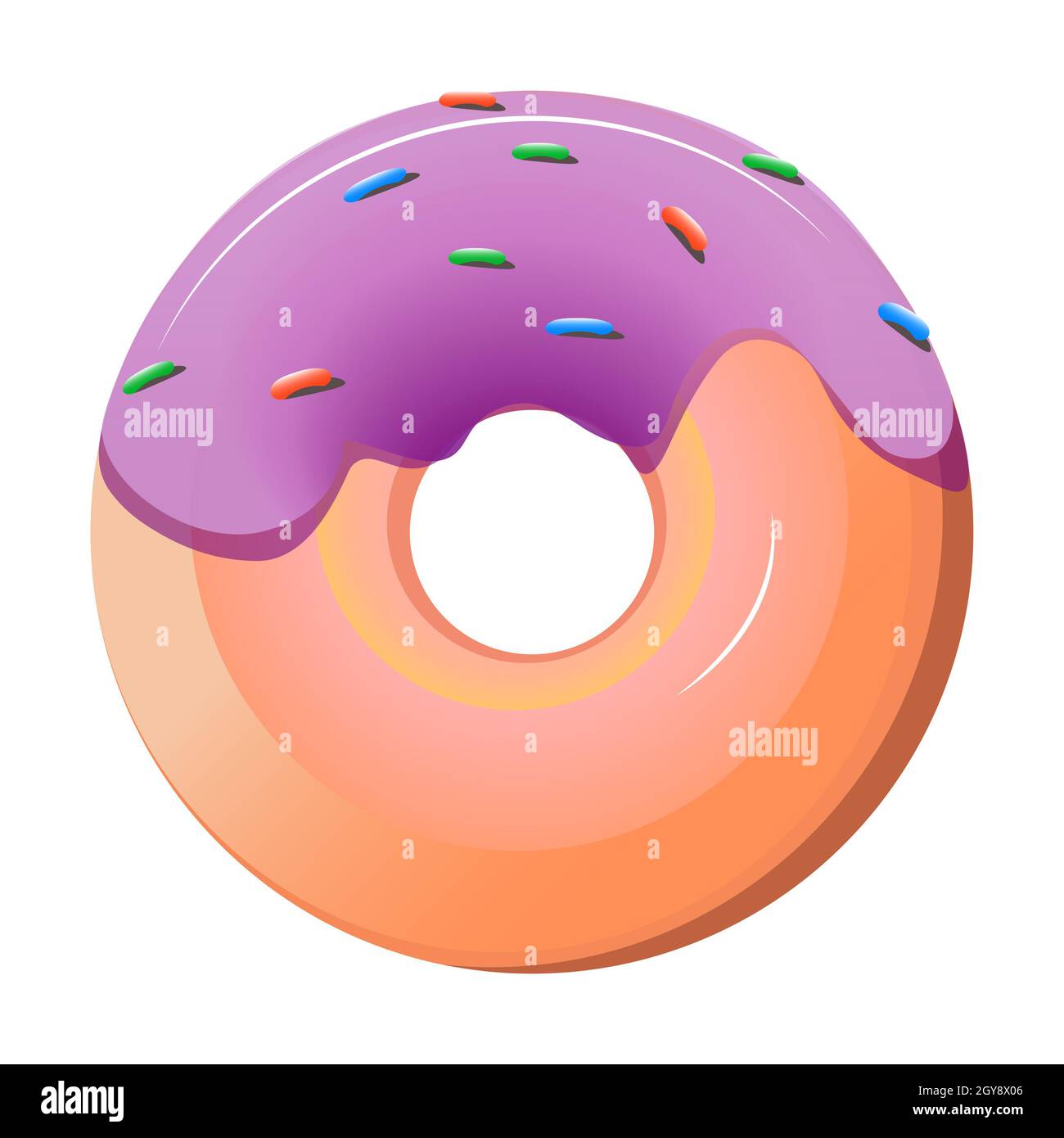Realistic round donut on white background - Vector illustration Stock ...
