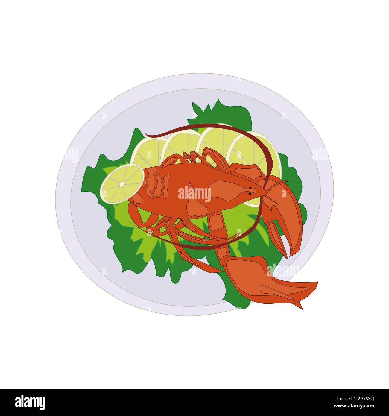 Cooked crab on a plate on a white background - Vector illustration ...