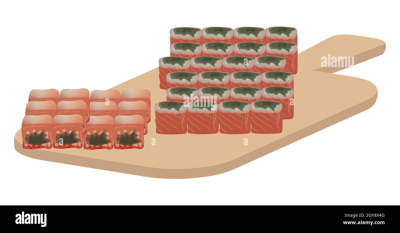 Realistic fish rolls, the national Japanese dish - Vector illustration ...