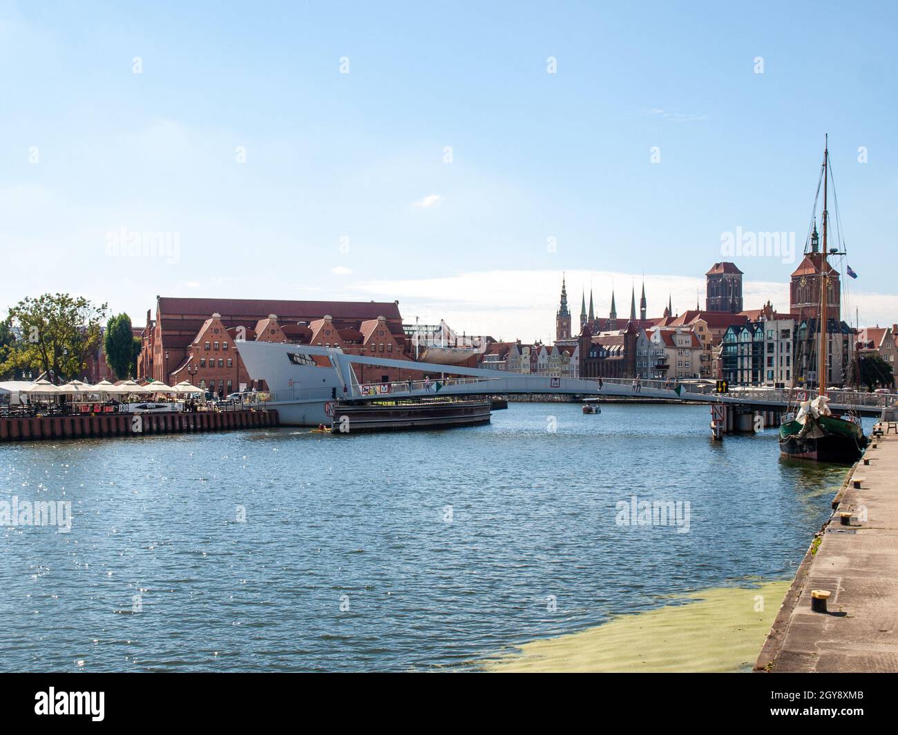 Gdansk, Poland - Sept 9, 2020: The Draw Footbridge over the Motława ...
