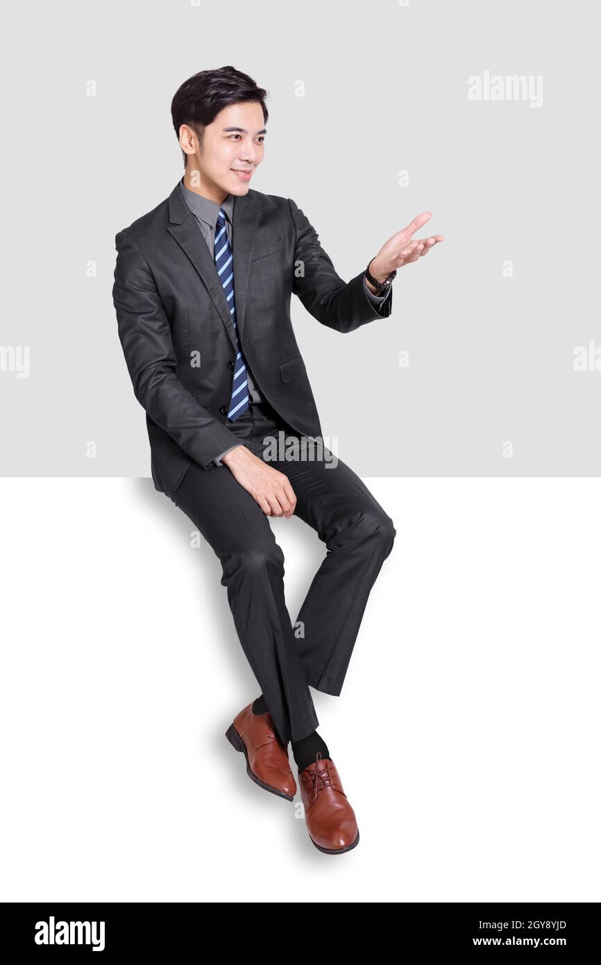 Businessman sitting on panel hi-res stock photography and images - Alamy