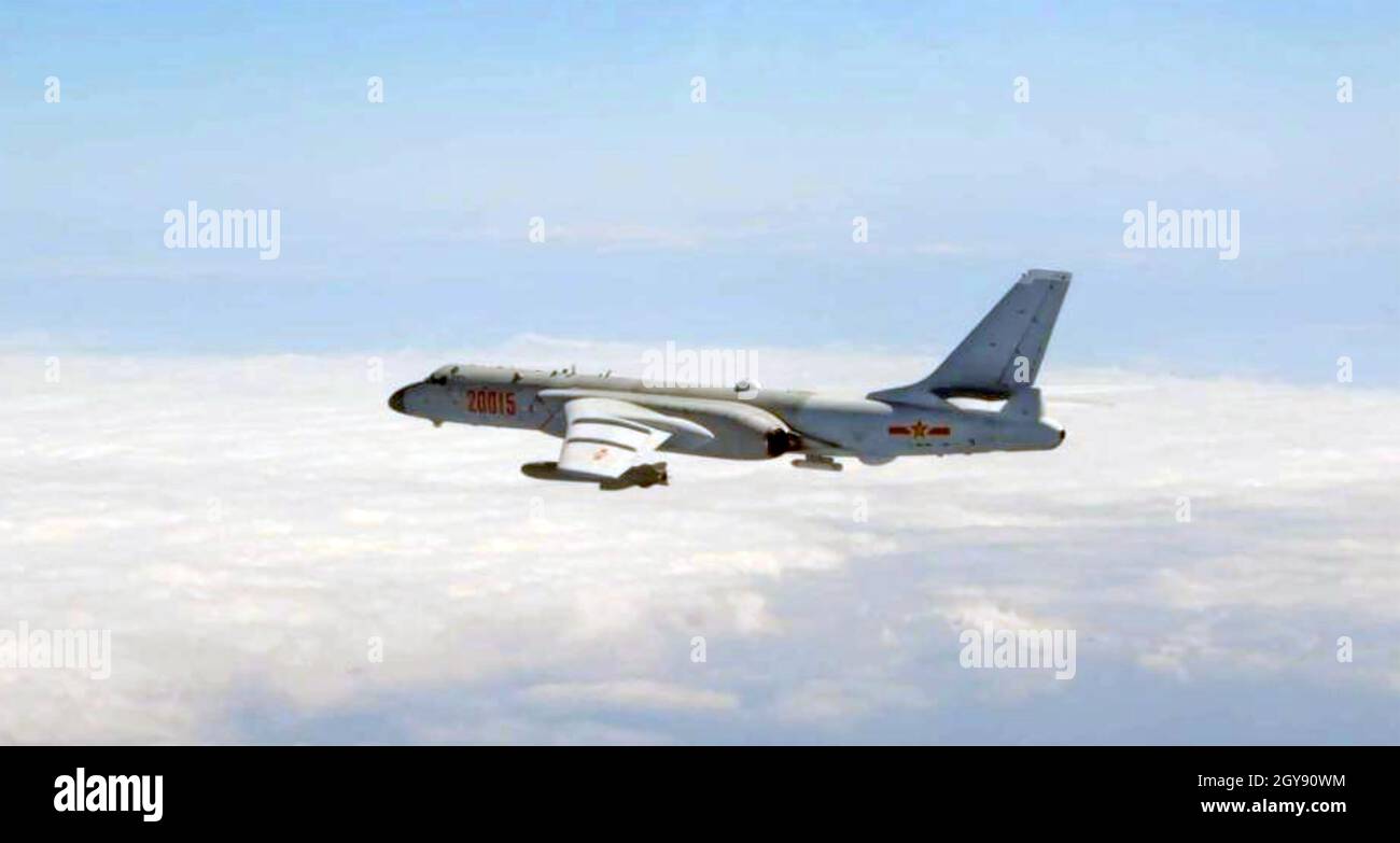 CHINESE XIAN H-6 bomber near Taiwanese airspace in October 2021. Photo ...