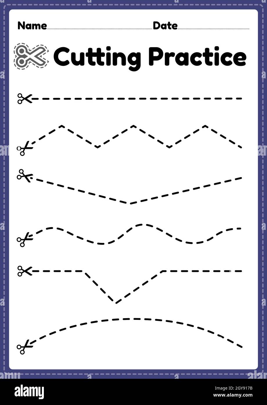 Cutting skills preschool and kindergarten kids to cut the paper with ...