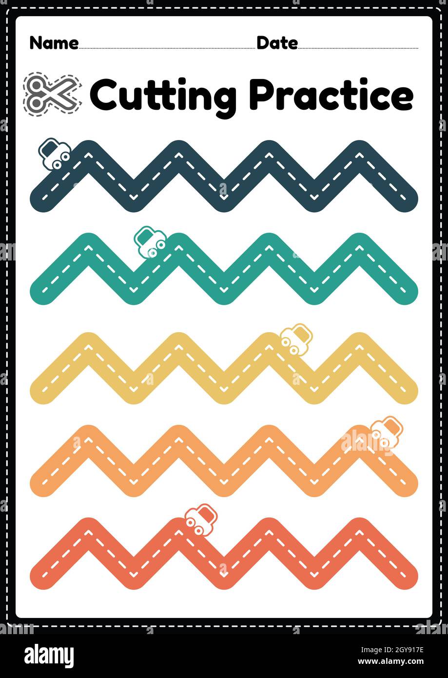 Cutting actives for preschool and kindergarten kids to cut the paper ...