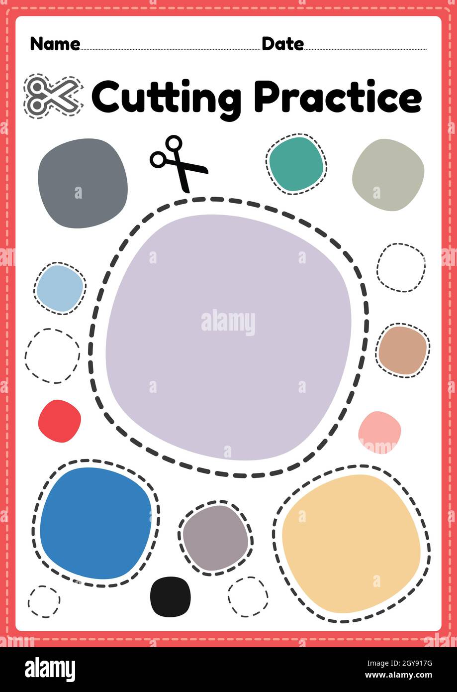 Scissor practice for preschool kids to cut the paper with scissors to ...