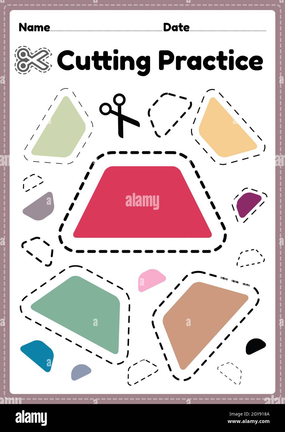 Kids cutting practice for preschool kids to cut the paper with scissors ...