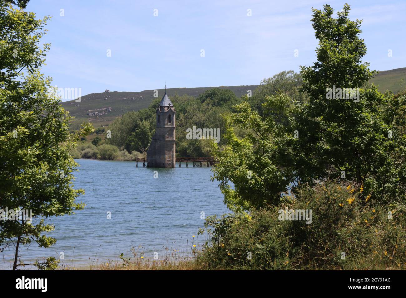beautiful church submerged in the water by the flood of the swamp Stock ...