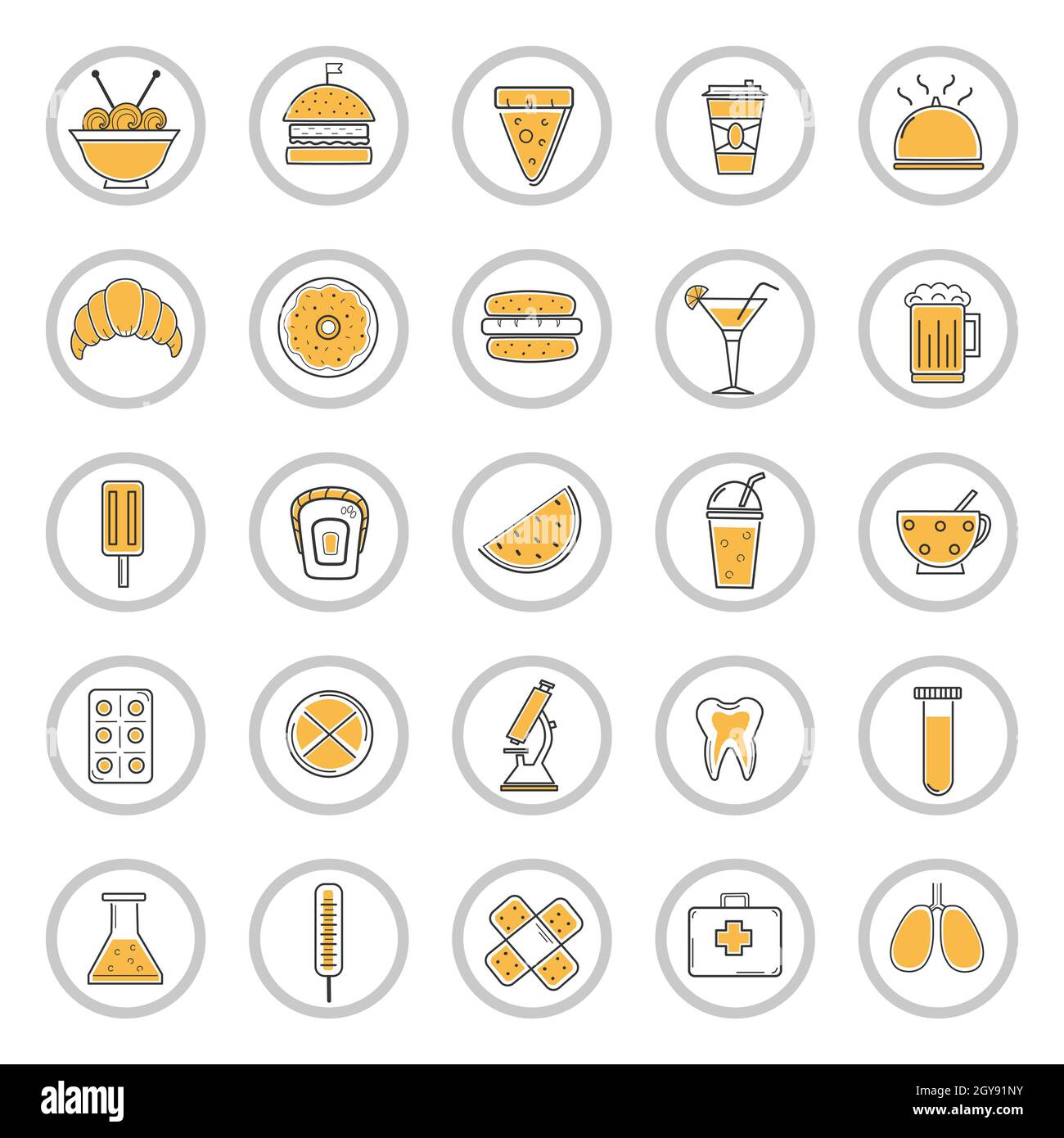 Collection of icons on various topics - Vector illustration Stock Photo ...