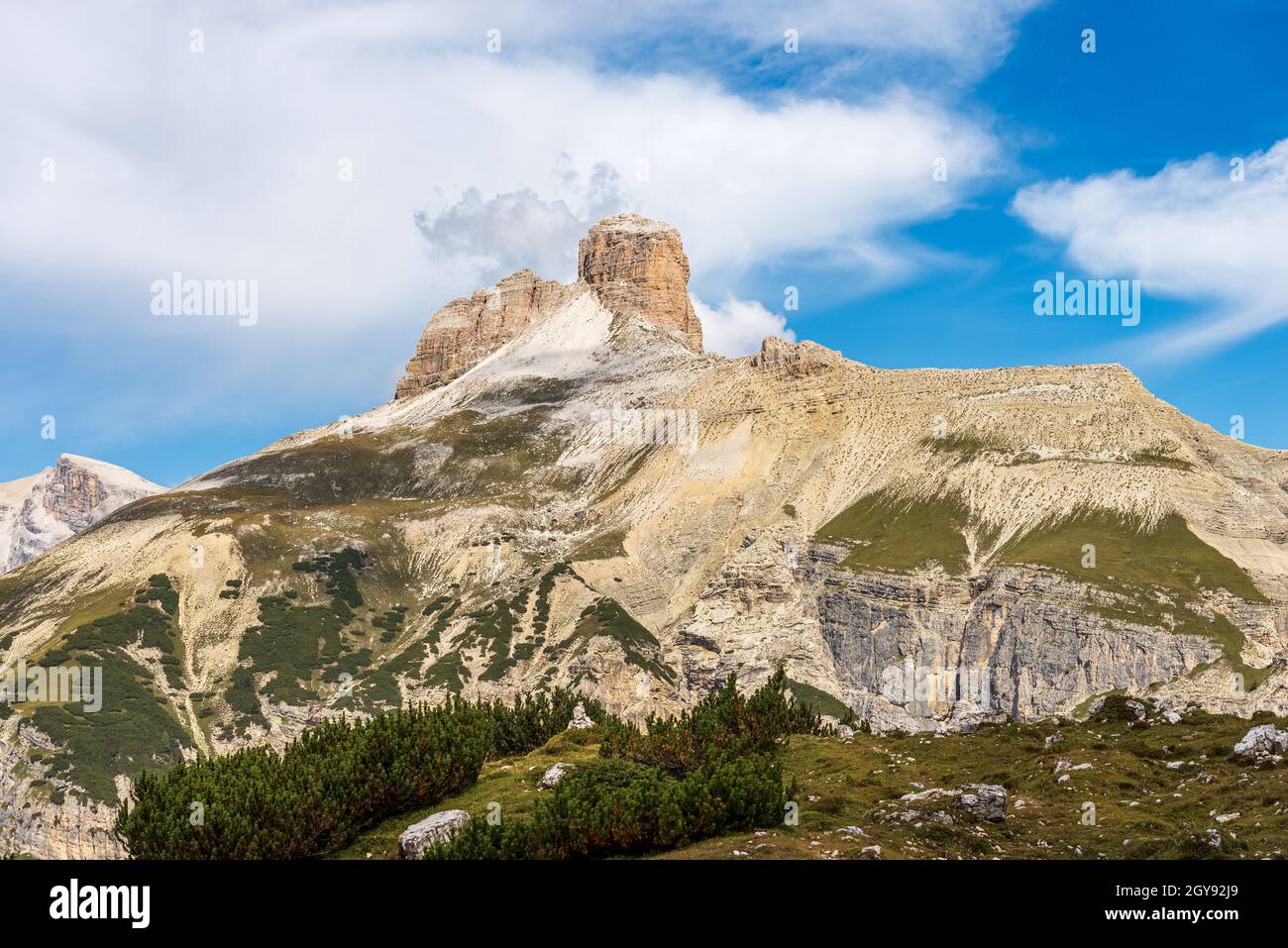 Mountain peak of the Torre dei Scarperi or Schwabenalpenkopf, natural ...