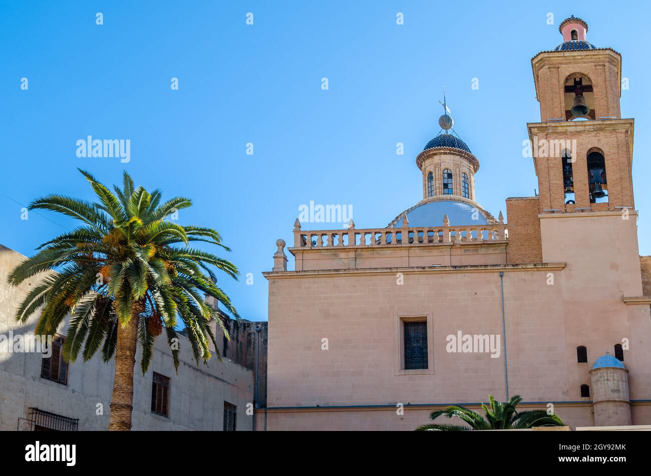 View of the co-cathedral of Saint Nicholas of Bari in Alicante, Spain ...