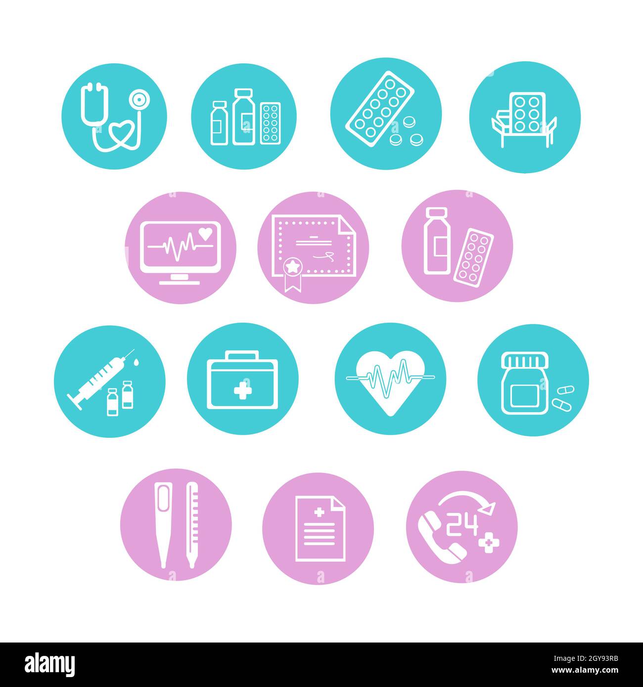 Selection of medical icons on white background - Vector illustration ...