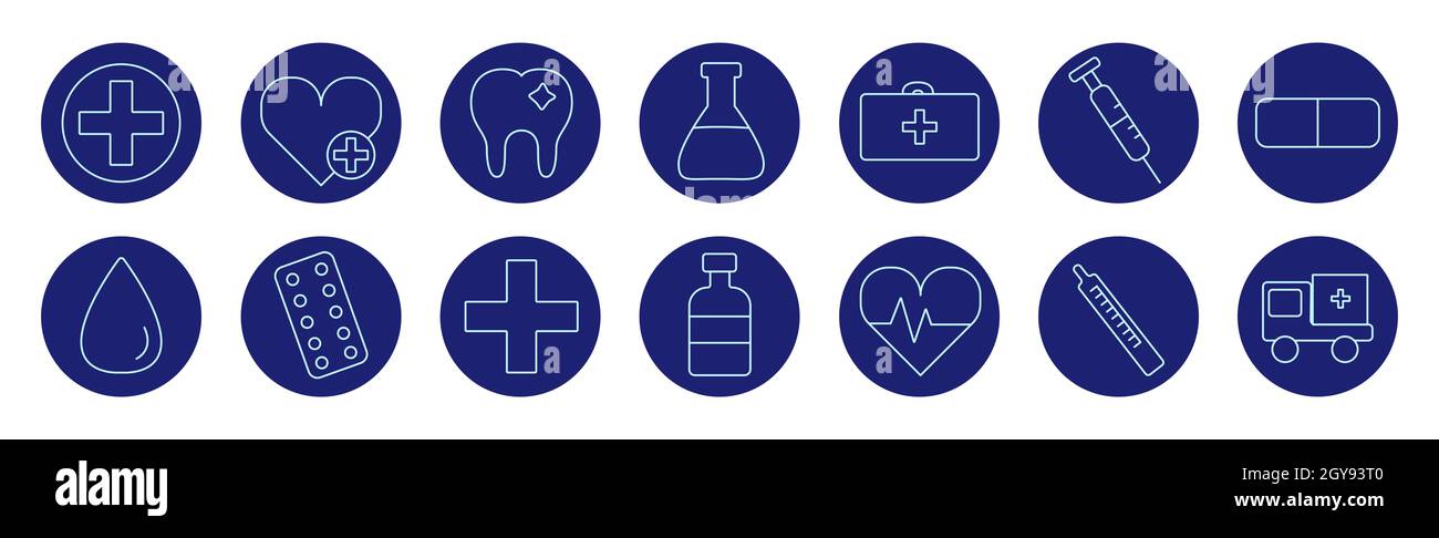 Selection of medical icons on white background - Vector illustration ...