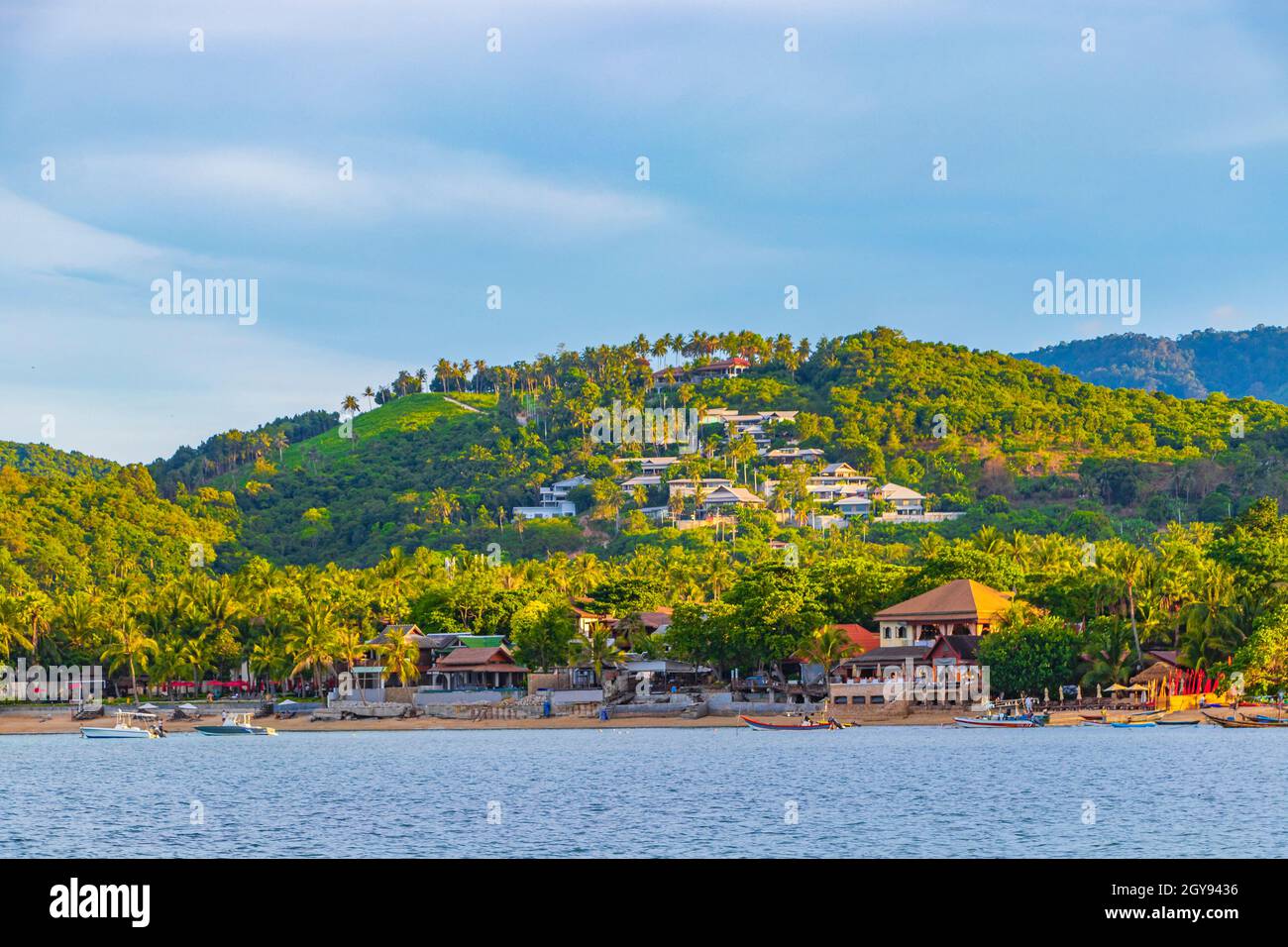 Amazing Koh Samui island beach and landscape panorama with clear ...