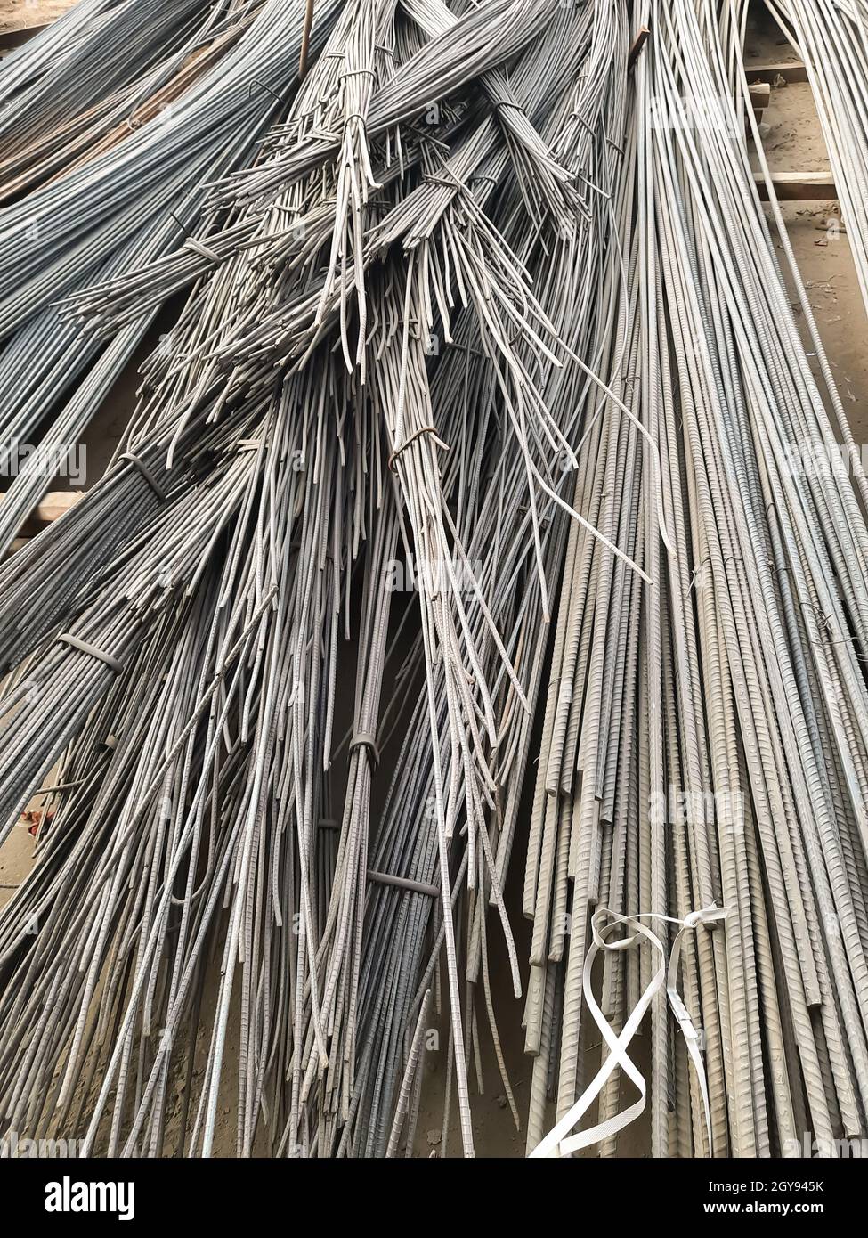 close up steel bar or steel reinforcement bar in the construction site ...