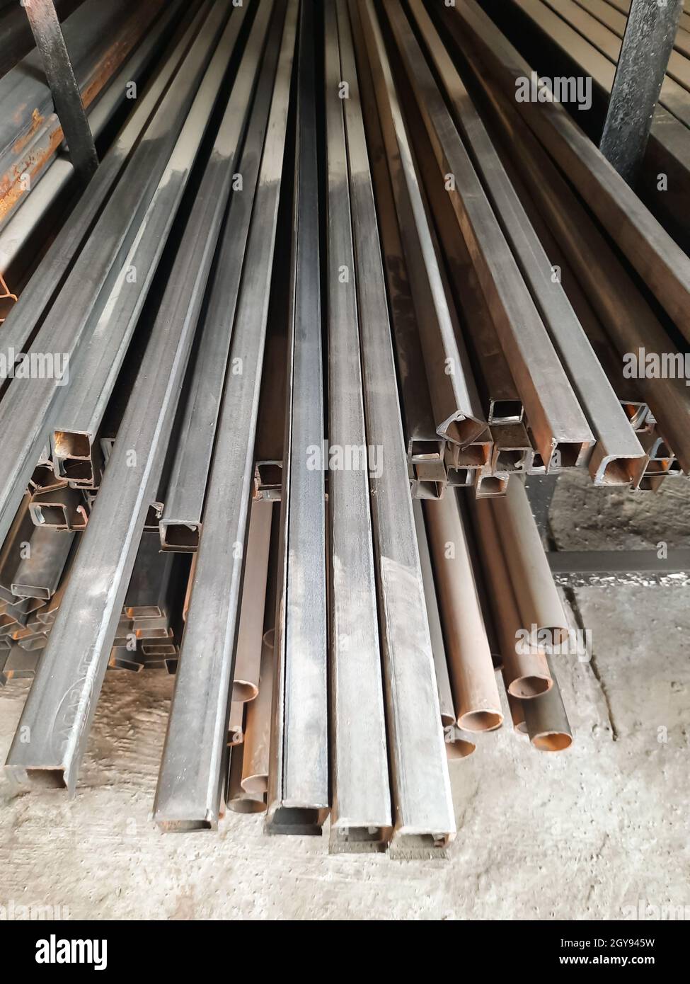 iron and steel material storage Stock Photo - Alamy