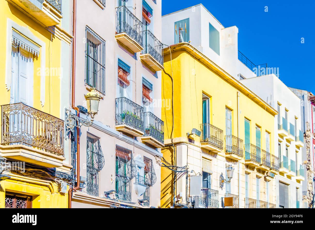 Colorful architecture in the Mediterranean city of Alicante, Spain ...