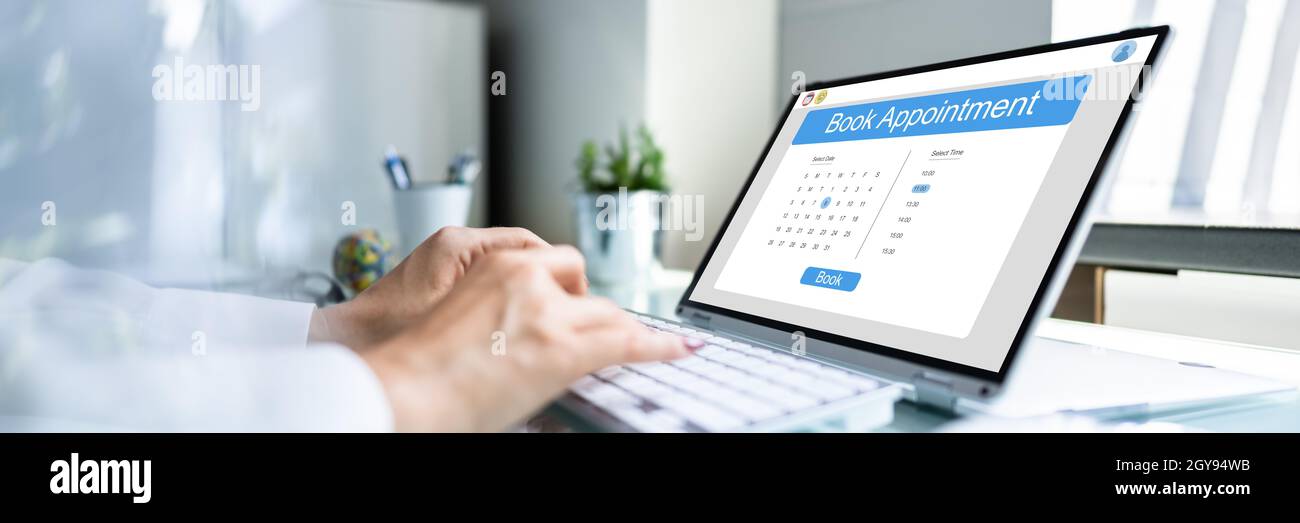 Scheduling And Booking Online Appointment In Calendar Using Laptop ...