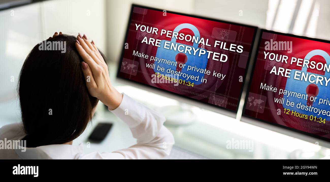 Ransomware Malware Attack And Breach. Business Computer Hacked Stock ...