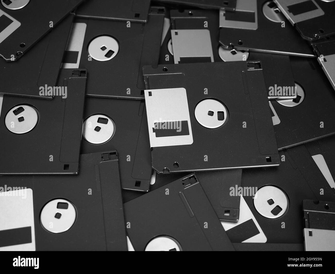 many magnetic diskettes for personal computer data storage in black and ...