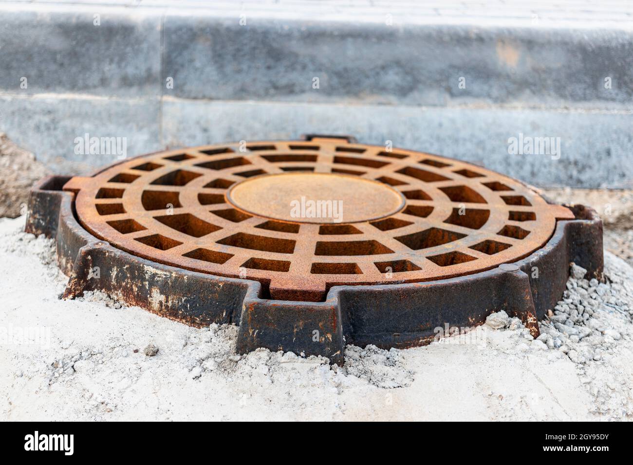 Storm Sewer Manhole Cover In High Resolution Stock Photography and ...