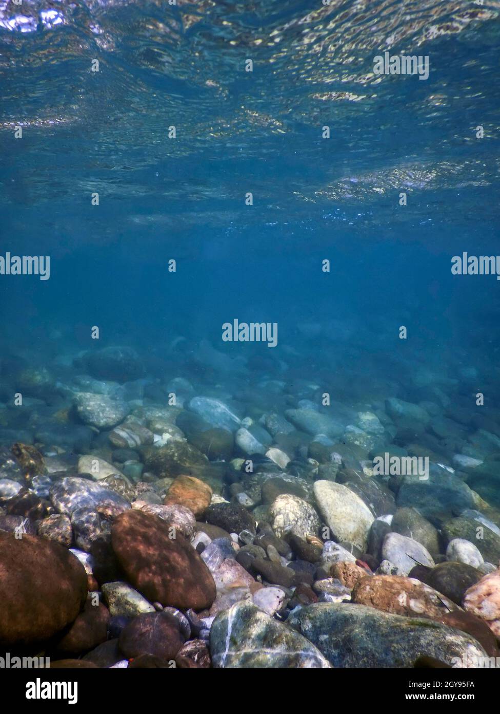 Rocks underwater on riverbed, rivers freshwater underwater, crystal ...