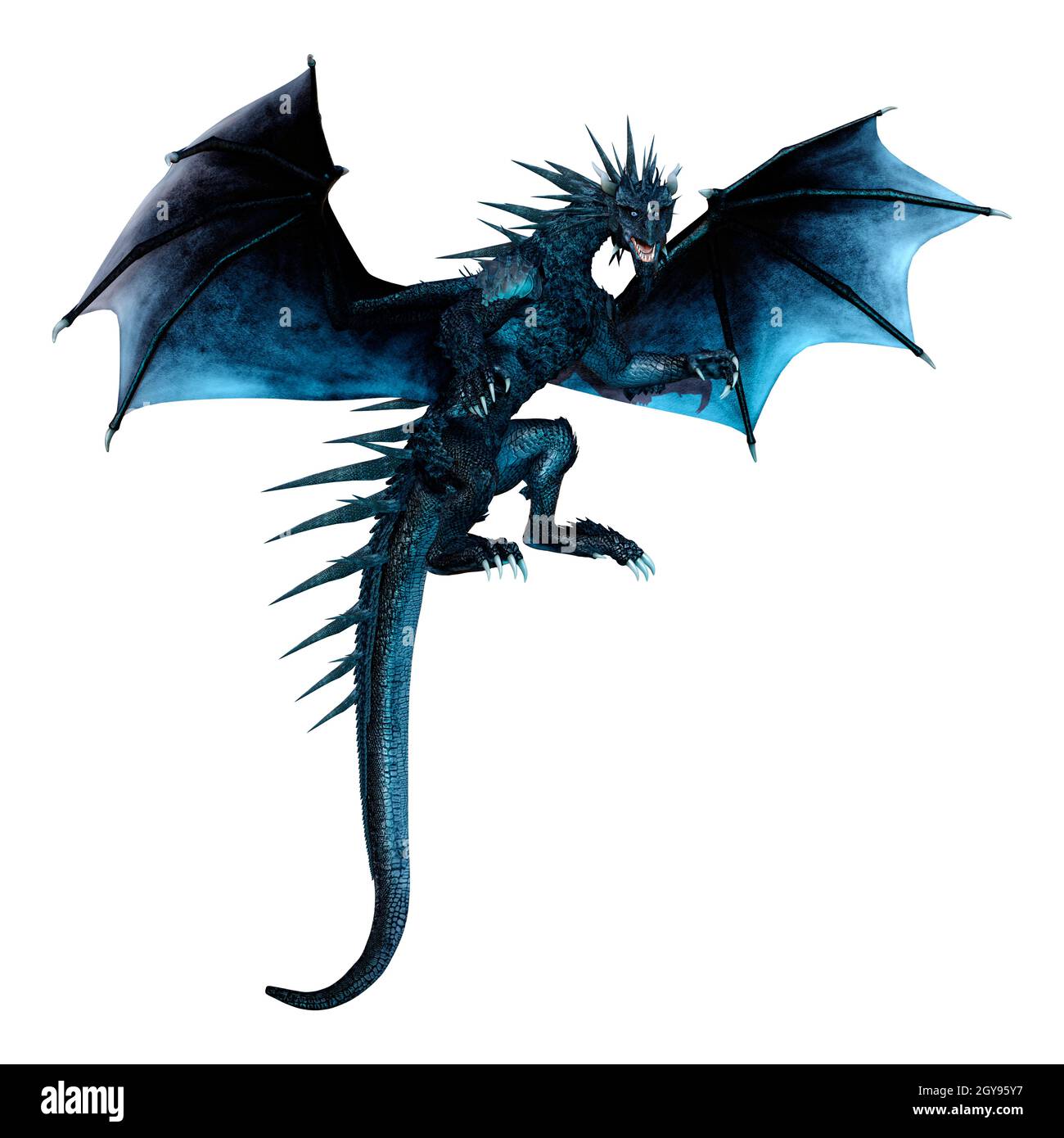 3D rendering of a fantasy dragon isolated on white background Stock ...