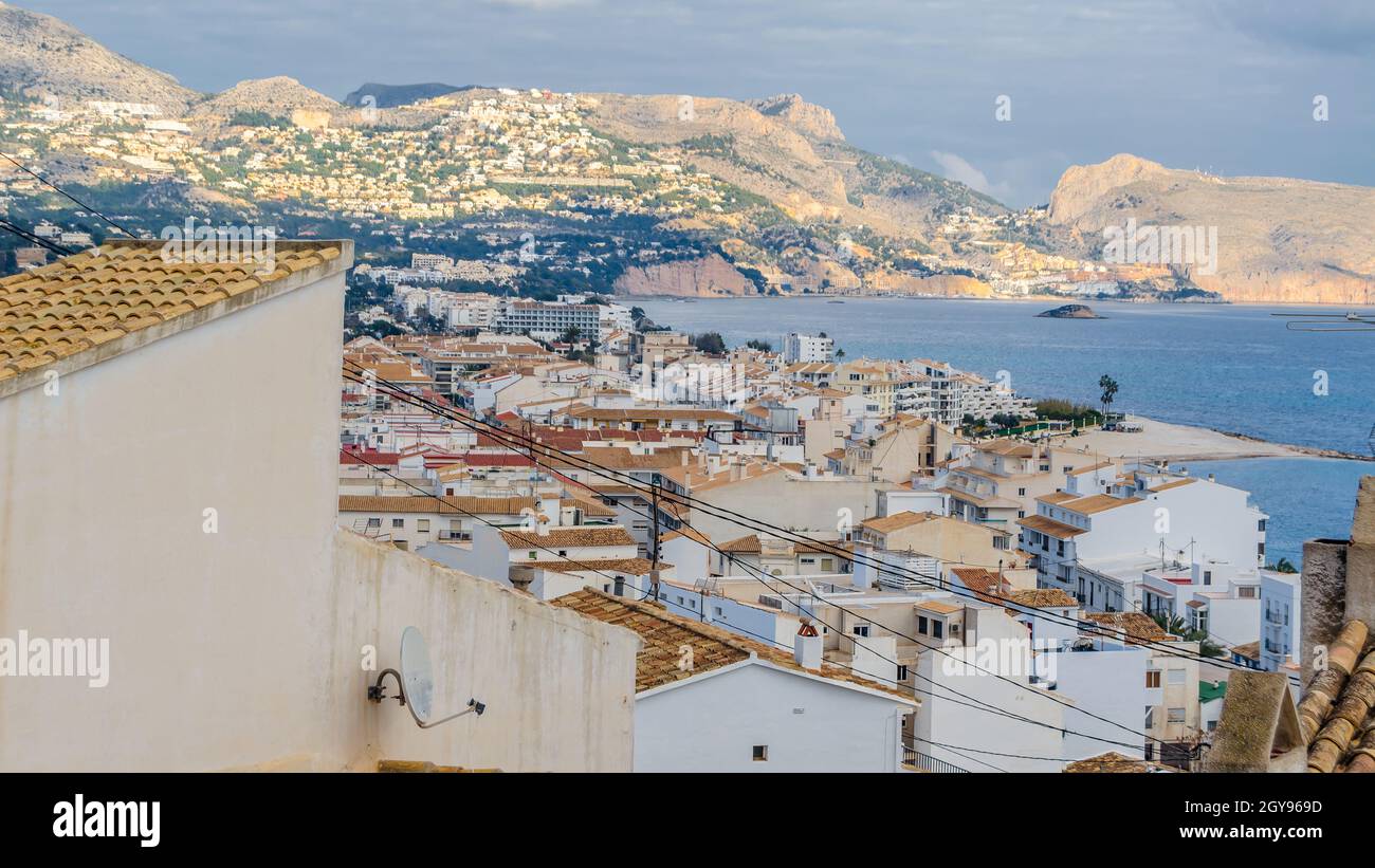 View of the Mediterranean village of Altea, Alicante province, Spain ...