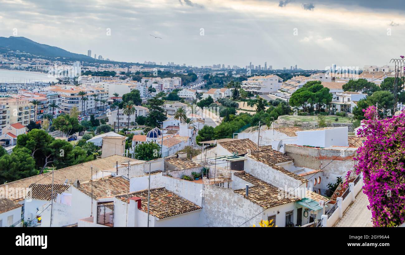 View of the Mediterranean village of Altea, Alicante province, Spain ...
