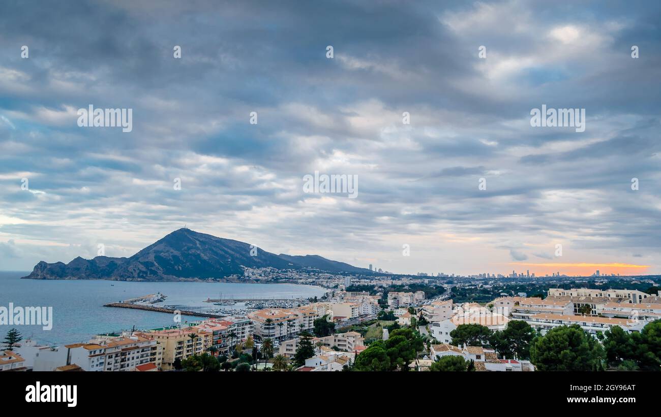 View of the Mediterranean village of Altea, Alicante province, Spain ...