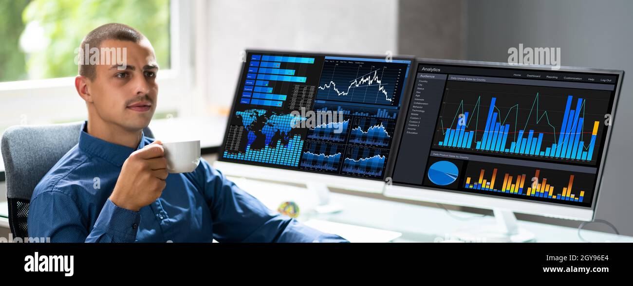 Analyst Man Using Business Data Analytics Dashboard Stock Photo - Alamy