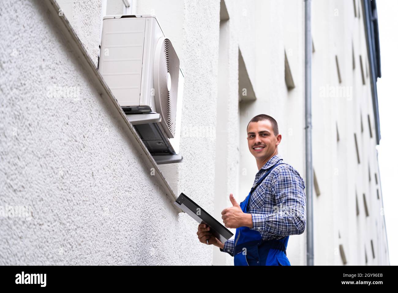 Air Condition Appliance Compressor Inspection Check Outside Stock Photo ...