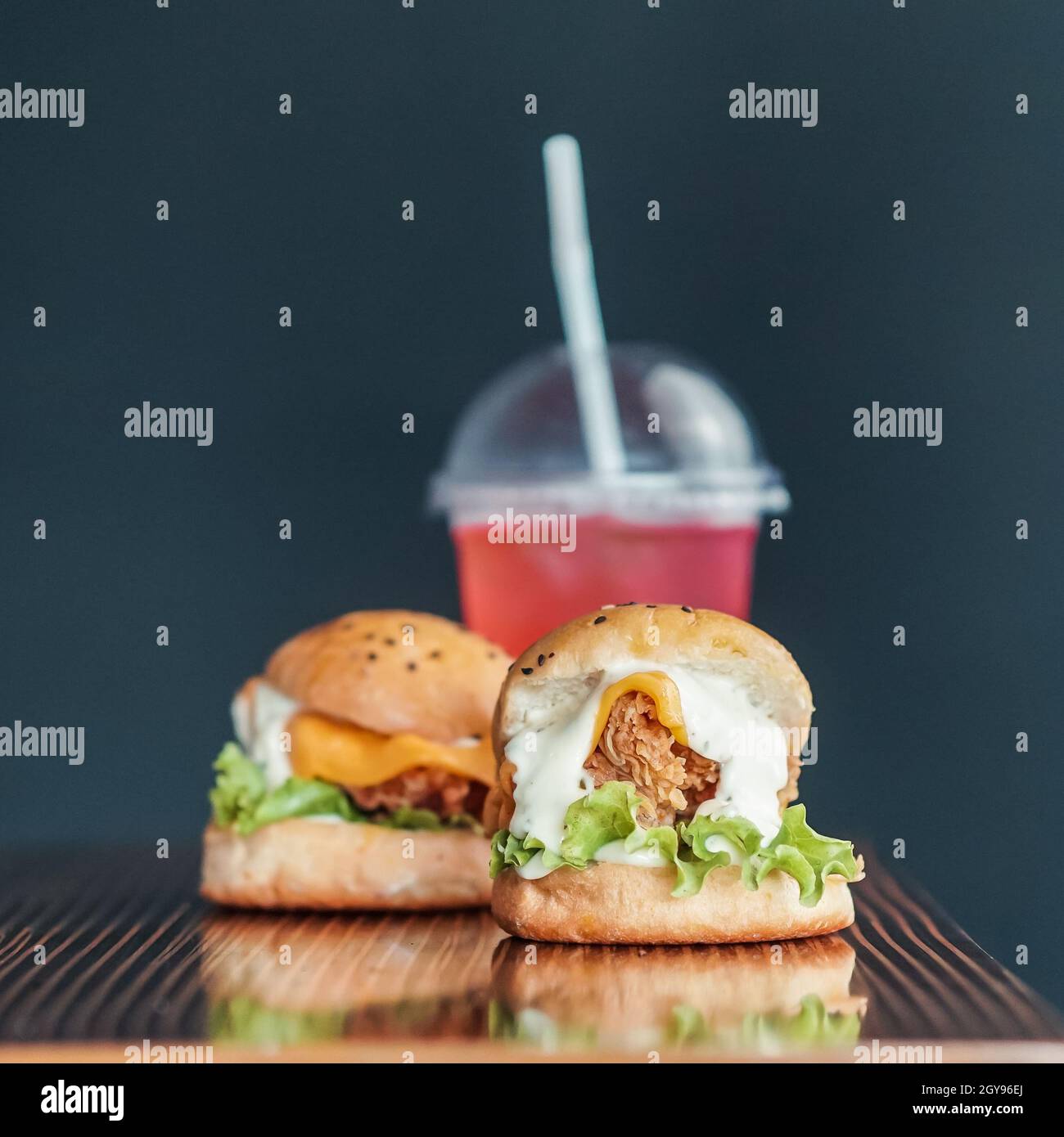 Chicken Zinger Burger with sesame beans topping and filled with ...