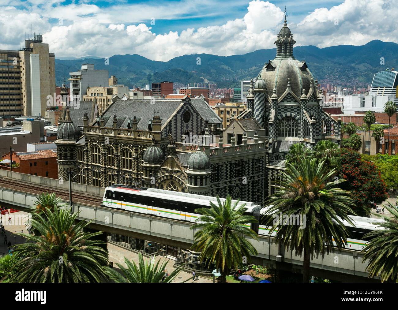 Medellin, Antioquia. Colombia - October 06, 2021. Metro system with a ...