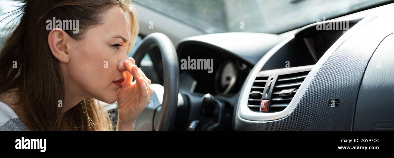 Bad Car Smell And Odor. Stinky Air Stock Photo - Alamy