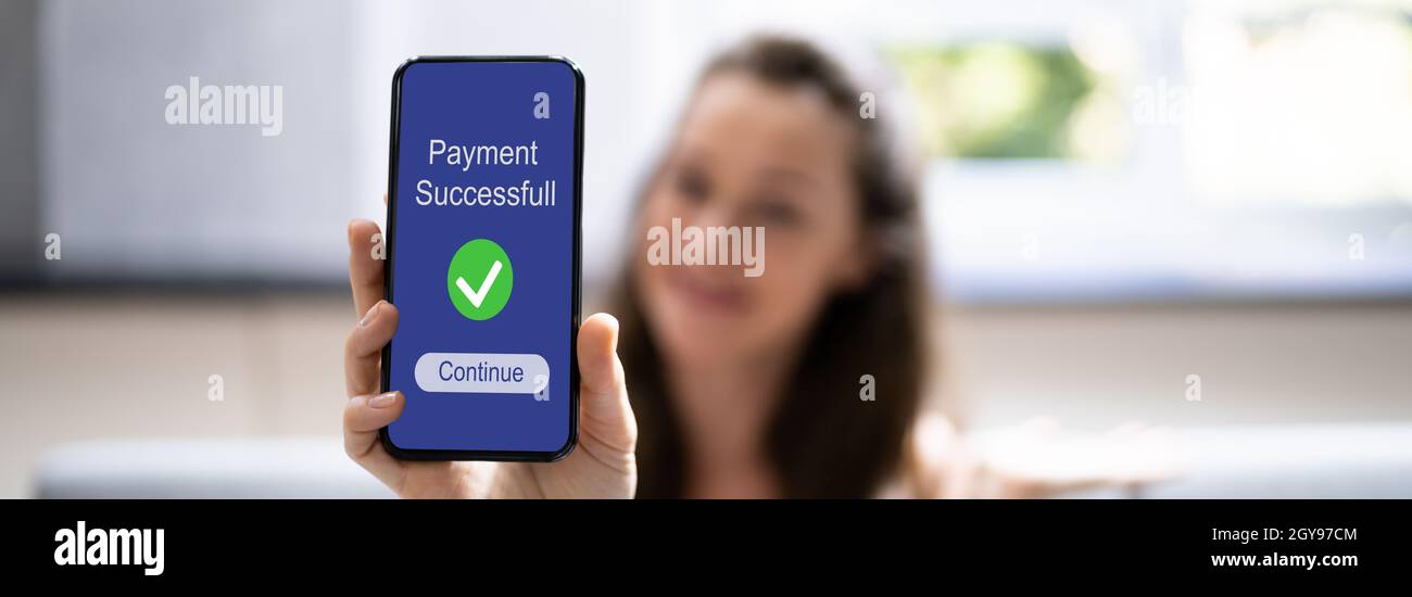 Online Rent Payment And Money Transfer Confirmed Stock Photo - Alamy